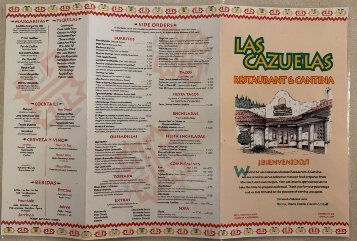 Our Menu - Las Cazuelas Mexican Restaurant in Fortuna, CA